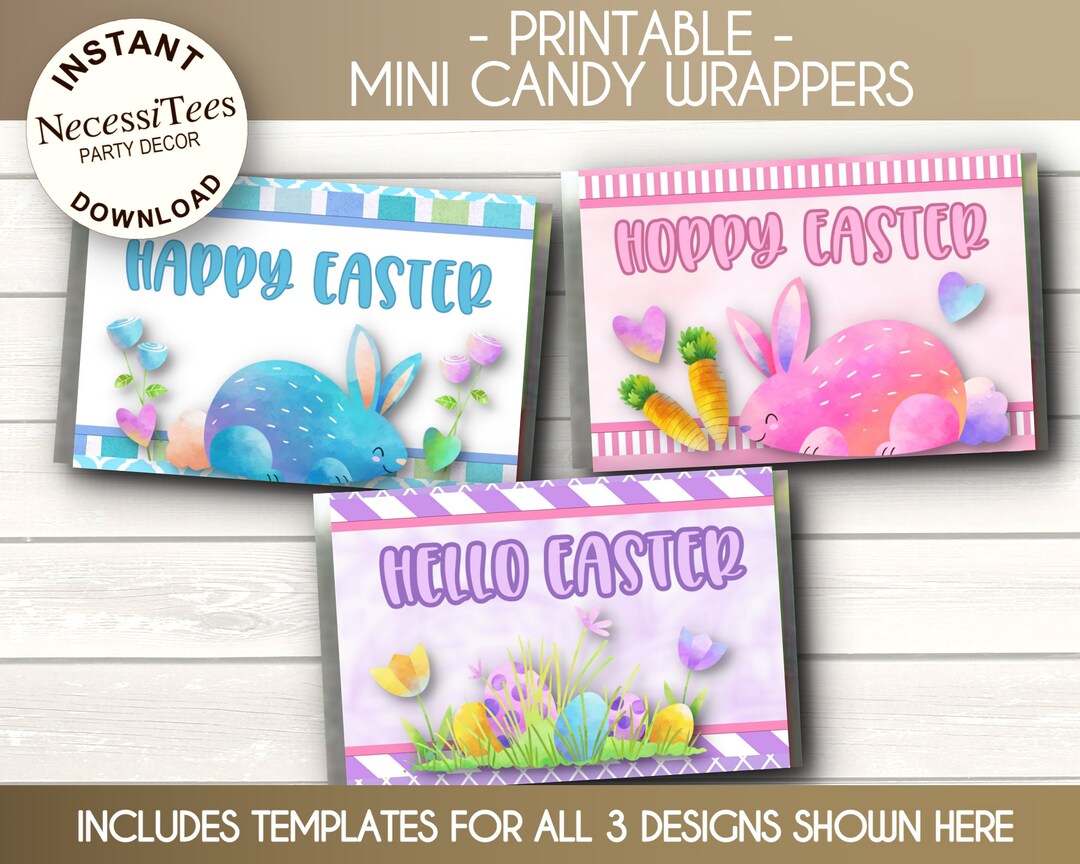 PRINTABLE Mini Candy Wrappers Party Favors Easter Theme Happy Easter ...