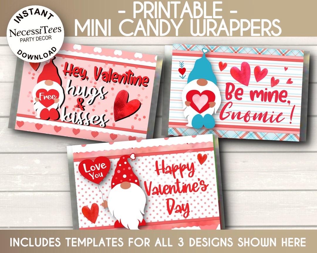 PRINTABLE Mini Candy Wrappers Party Favors Happy Valentines, Be Mine ...