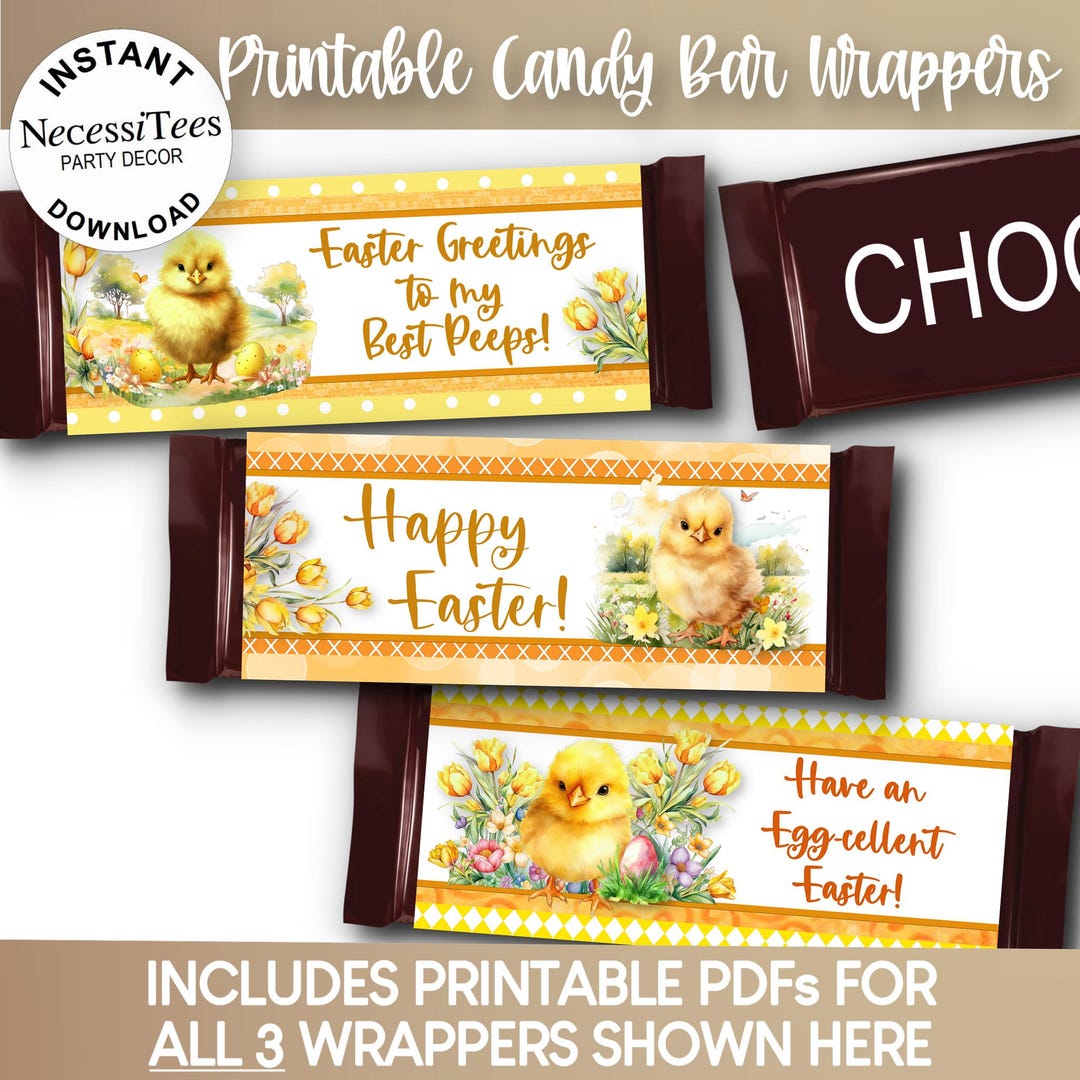 PRINTABLE Candy Bar Wrappers, | Easter Theme | Easter Bunnies, Chicks ...