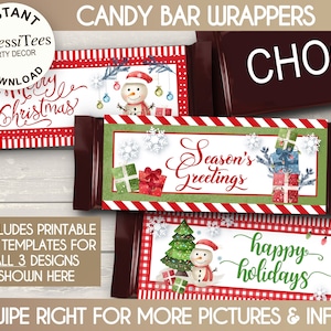 PRINTABLE Candy Bar Wrappers | Christmas Theme | Snowman, Packages ...