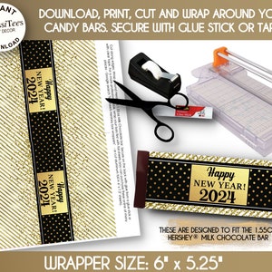 PRINTABLE Candy Bar Wrappers Happy New Year Theme 2024 - Etsy
