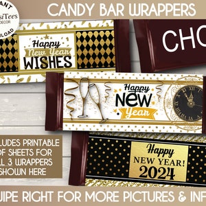 PRINTABLE Candy Bar Wrappers Happy New Year Theme 2024 - Etsy