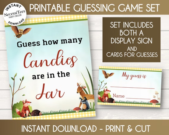 PRINTABLE Candy Guessing Game Set, Display Sign & Cards, Shower or ...