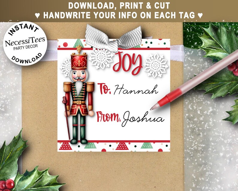 PRINTABLE Gift Tag Template | Christmas Theme | Xmas Nutcrackers | PDF ...