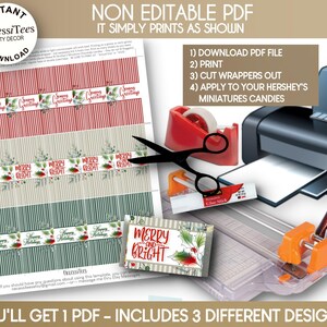 PRINTABLE Mini Candy Wrappers Party Favors Christmas, Xmas, Florals ...