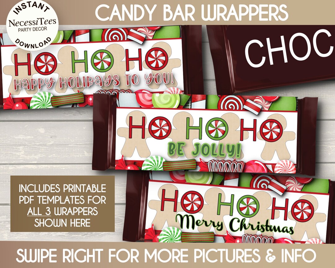 PRINTABLE Candy Bar Wrappers Christmas Theme Xmas, Ho Ho Ho, Christmas ...