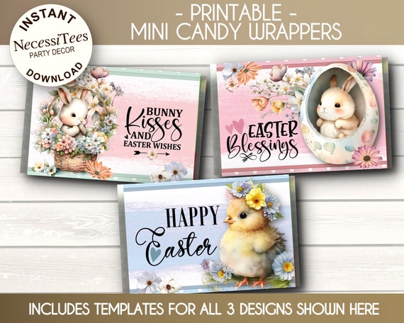 PRINTABLE Mini Candy Wrapper Templates, Party Favors, Happy Easter ...