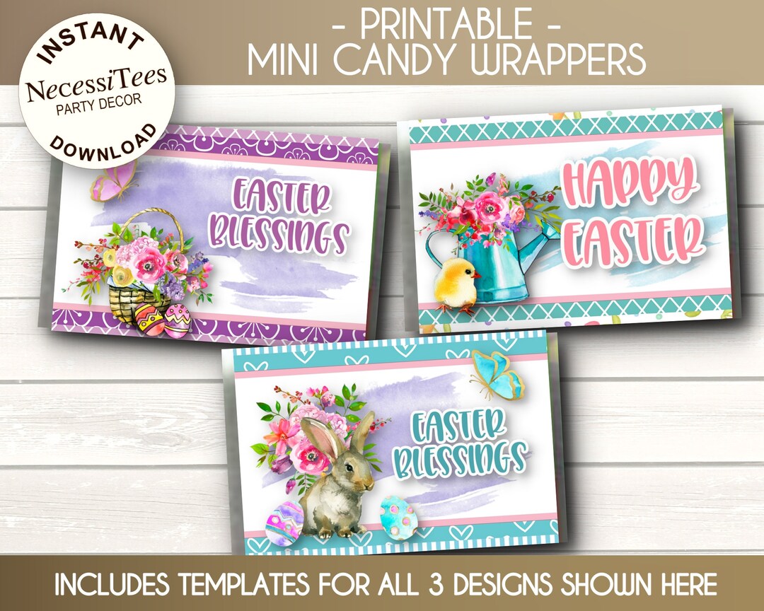 PRINTABLE Mini Candy Wrappers Party Favors Easter Theme Happy Easter ...