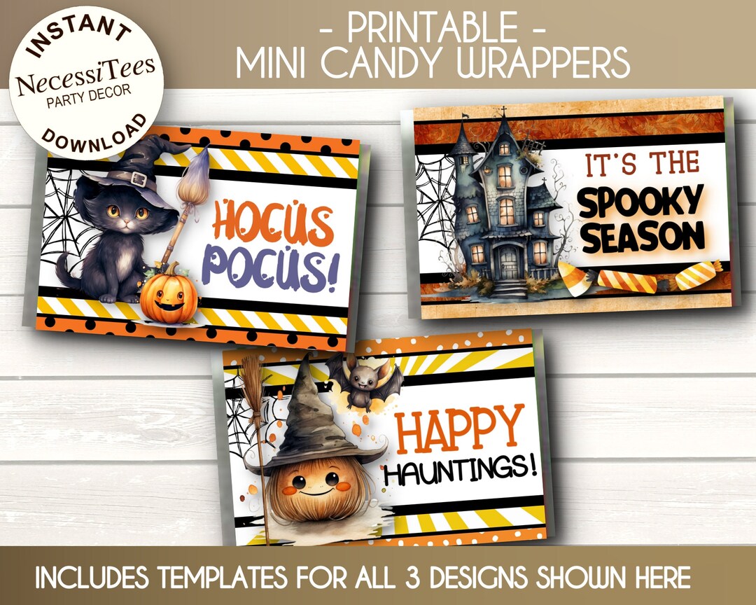 PRINTABLE Mini Candy Wrapper Templates | Party Favors | Halloween ...