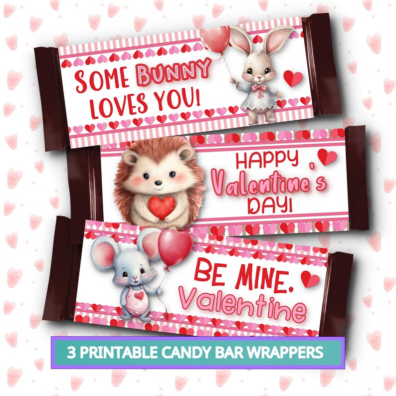 PRINTABLE Candy Bar Wrappers | Valentines Theme | Kids Valentines ...
