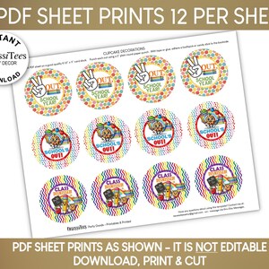 PRINTABLE PDF | Cupcake Decorations | School's Out, End of School Year ...