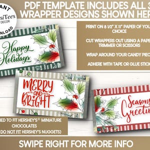 PRINTABLE Mini Candy Wrappers Party Favors Christmas, Xmas, Florals ...