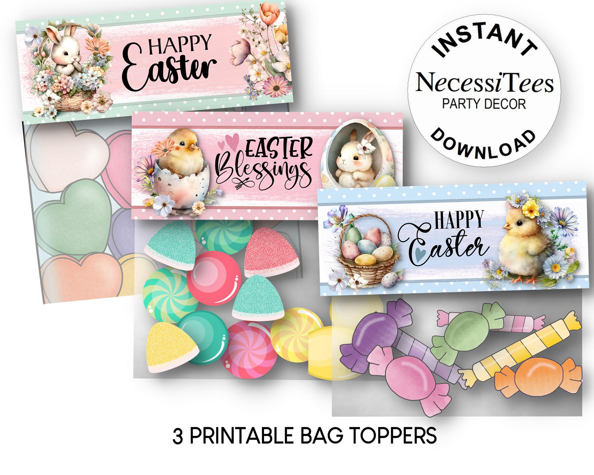 PRINTABLE Treat Bag Topper Templates, Easter Theme, Easter Bunnies ...