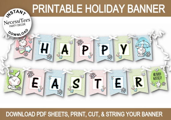 PRINTABLE Party Decoration | Banner, Bunting | Easter Theme | Bunnies ...