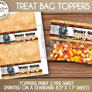 PRINTABLE Treat Bag Toppers | Halloween Theme | Witchy Cat, Pumpkin ...