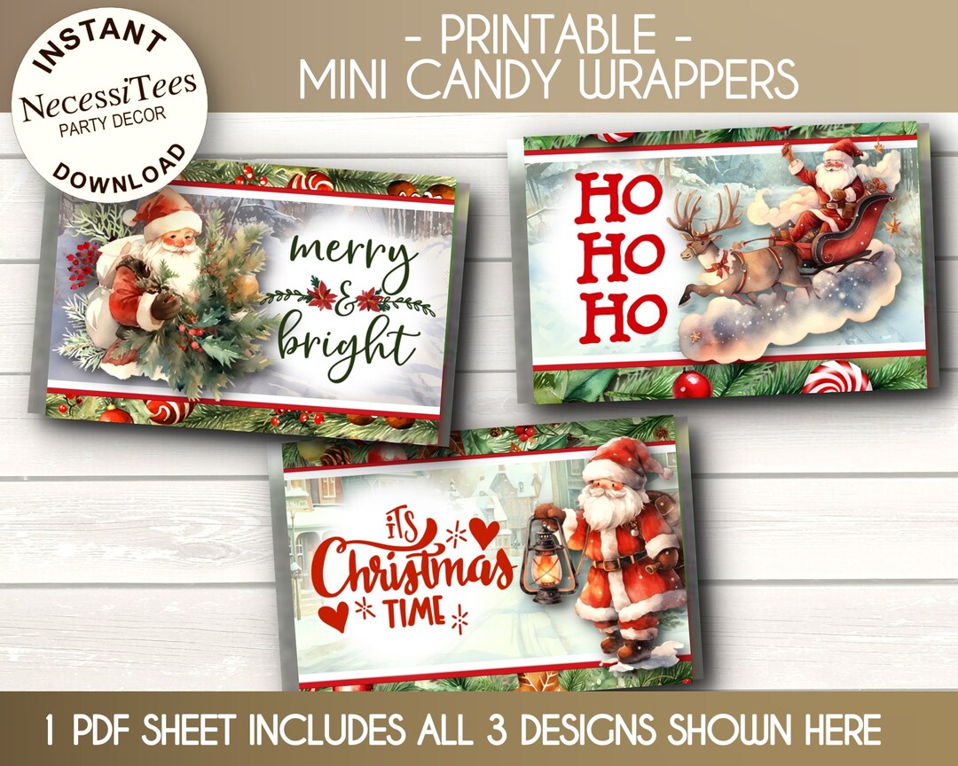 PRINTABLE Mini Candy Wrappers | for Party Favors | Christmas Theme ...