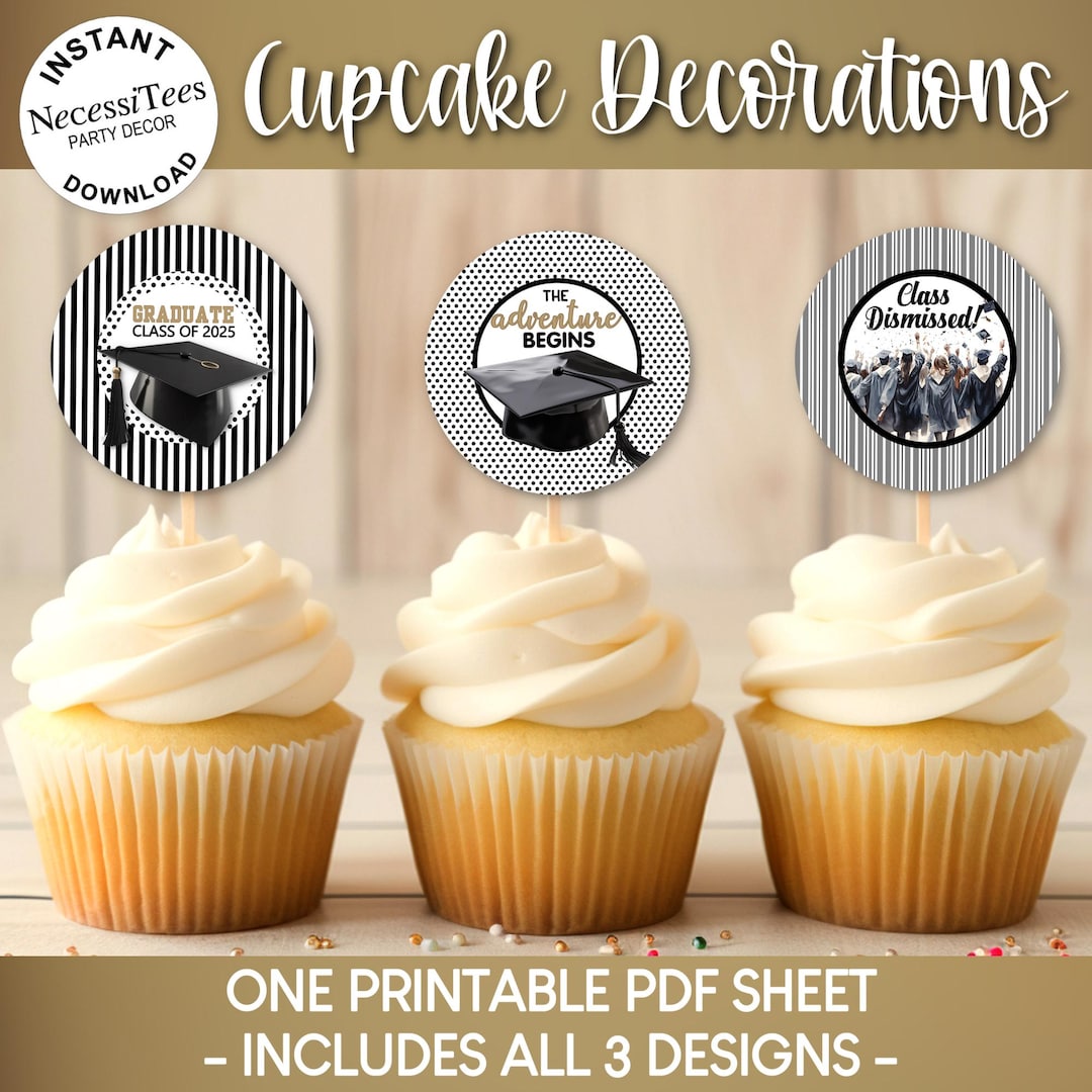 PRINTABLE PDF | Cupcake Decorations | Graduation, Graduate, Class of ...