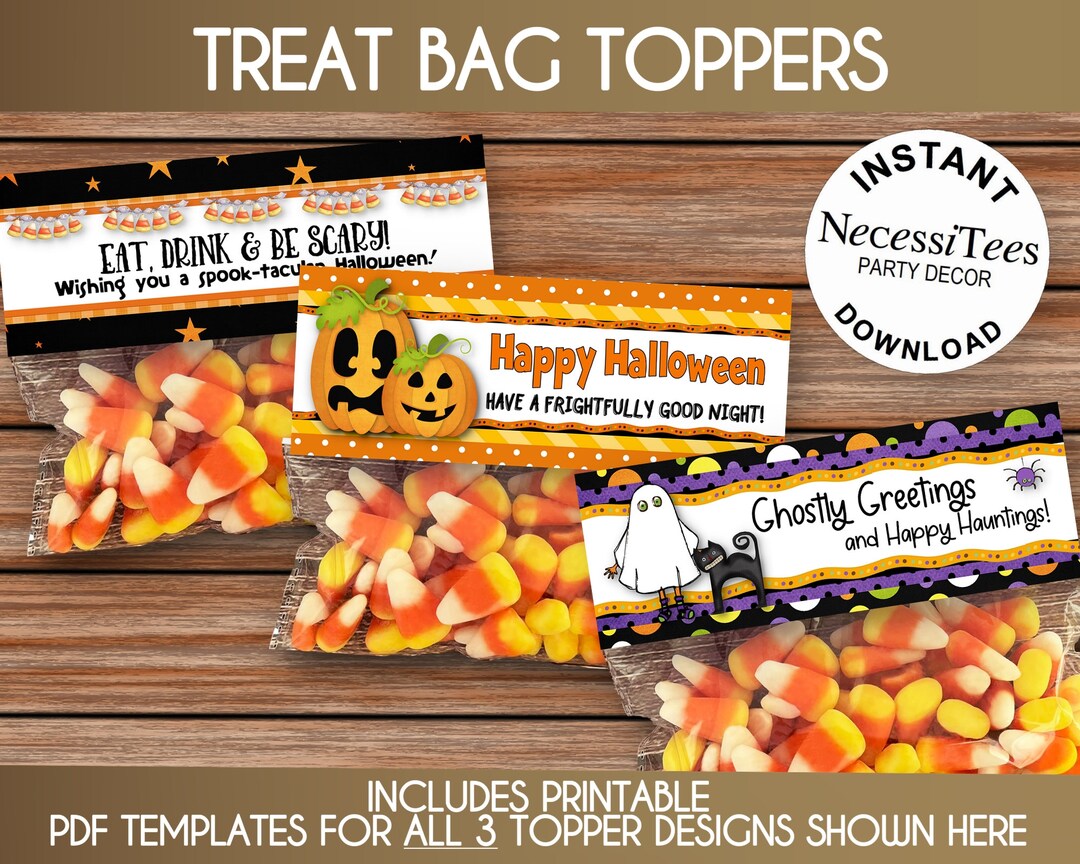 PRINTABLE Treat Bag Toppers | Halloween Theme | Candy Corn, Ghost ...