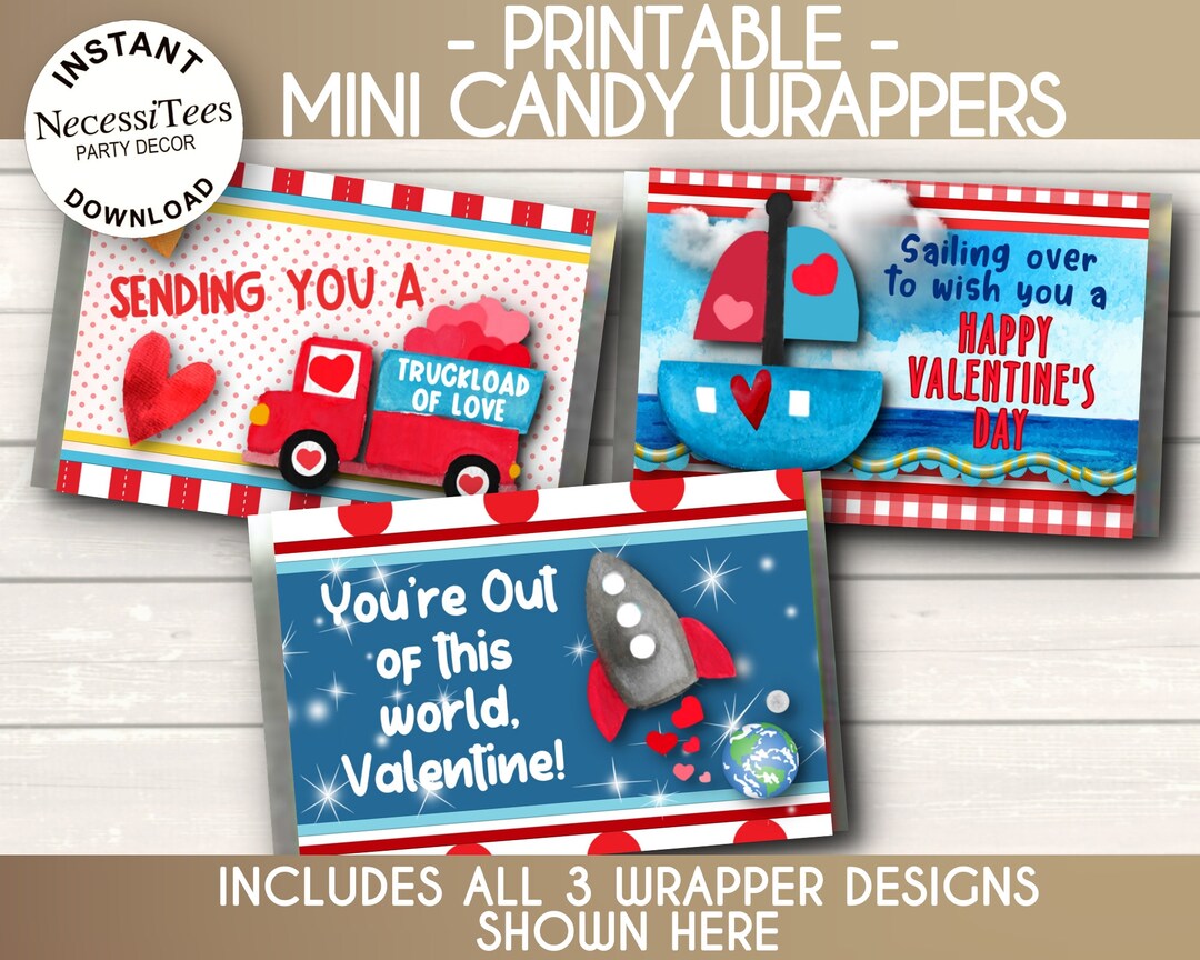 PRINTABLE Mini Candy Wrappers Party Favors Happy Valentines Kids ...
