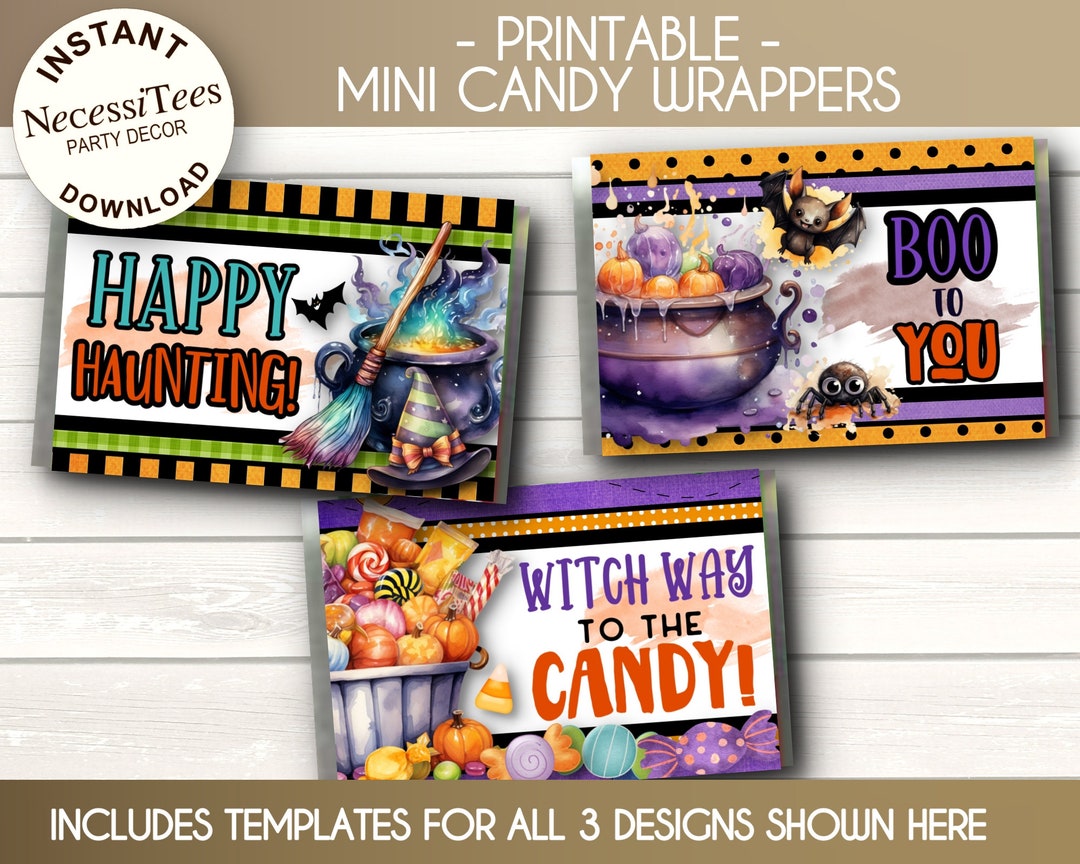 PRINTABLE Mini Candy Wrapper Templates | Party Favors | Halloween ...