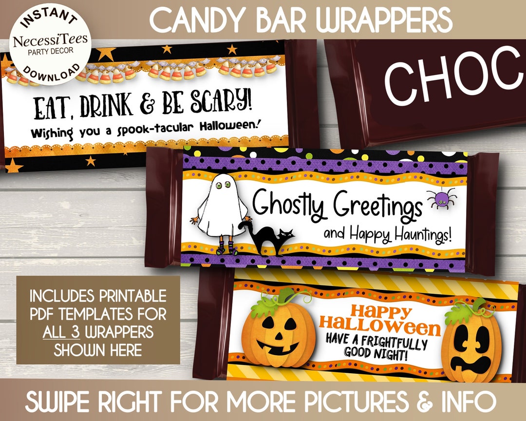 PRINTABLE Candy Bar Wrapper Templates Halloween Ghost - Etsy Portugal