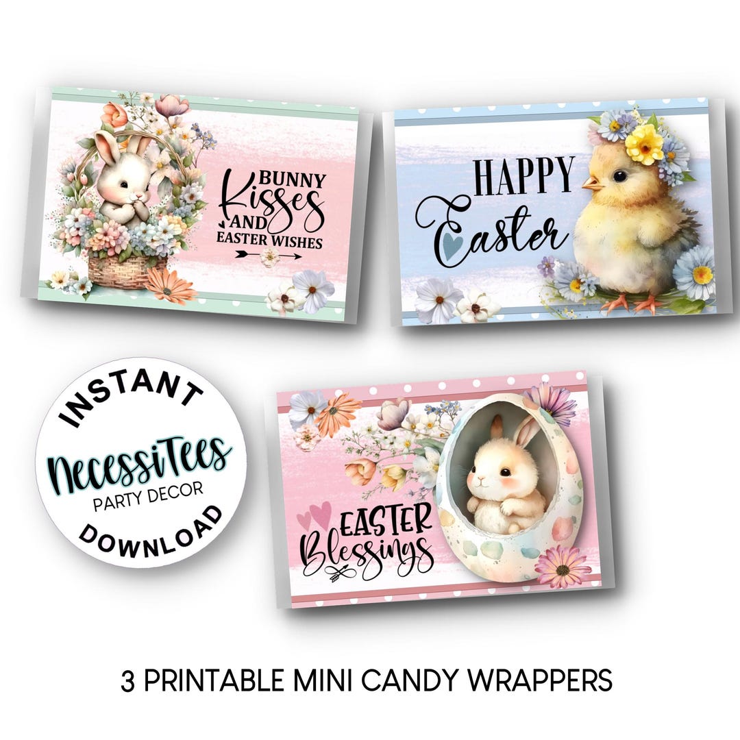 Easter Candy Wrappers | Bunnies & Chicks Party Favors (PDF Downloadable ...