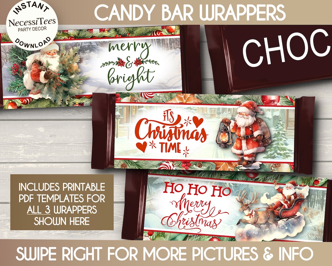 PRINTABLE Candy Bar Wrappers | Christmas Theme | Xmas, Santa Claus, St ...