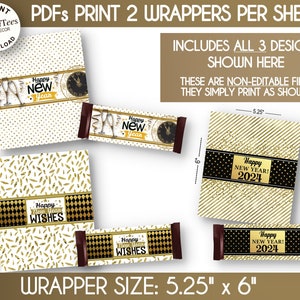 PRINTABLE Candy Bar Wrappers Happy New Year Theme 2024 - Etsy