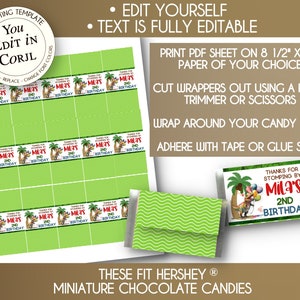 PRINTABLE Mini Candy Wrappers Template, Dinosaur Theme, Prehistoric ...