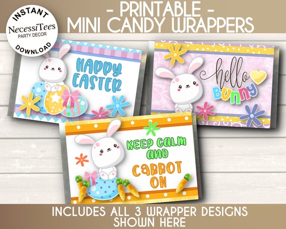 PRINTABLE Mini Candy Wrapper Templates, Party Favors, Happy Easter ...