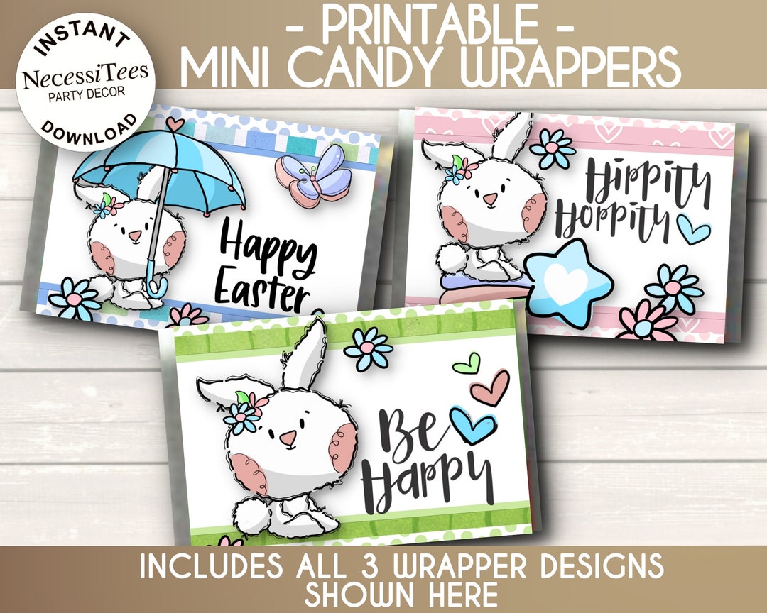 PRINTABLE Mini Candy Wrappers Party Favors Happy Easter, Hippity ...