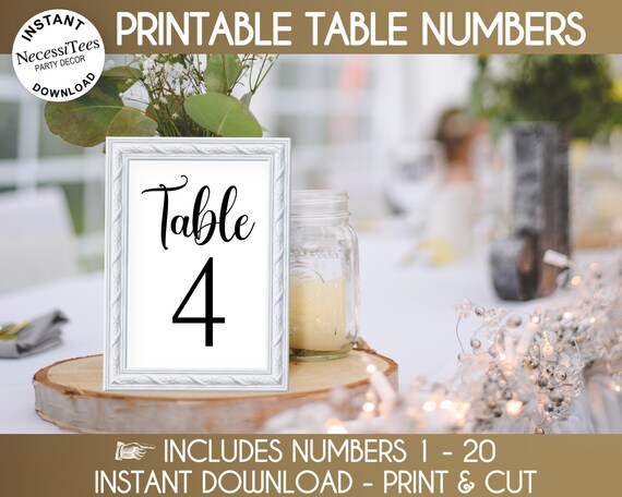 PRINTABLE Table Number Cards, Modern, Simple, Minimalistic, Black and ...