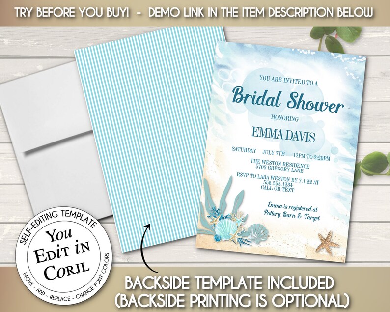 PRINTABLE Beach Theme Invitation INSTANT DOWNLOAD Editable - Etsy