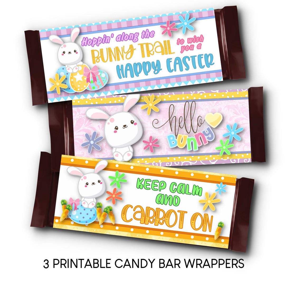 Easter Candy Bar Wrappers | Printable Bunny Designs (3 Pdfs) - Etsy