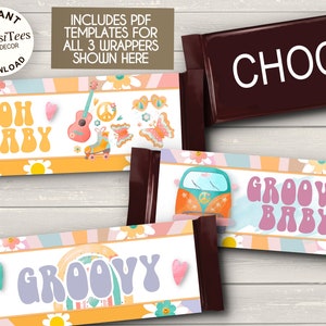 PRINTABLE Baby Shower Candy Bar Wrapper Templates Groovy Baby Shower 70 ...