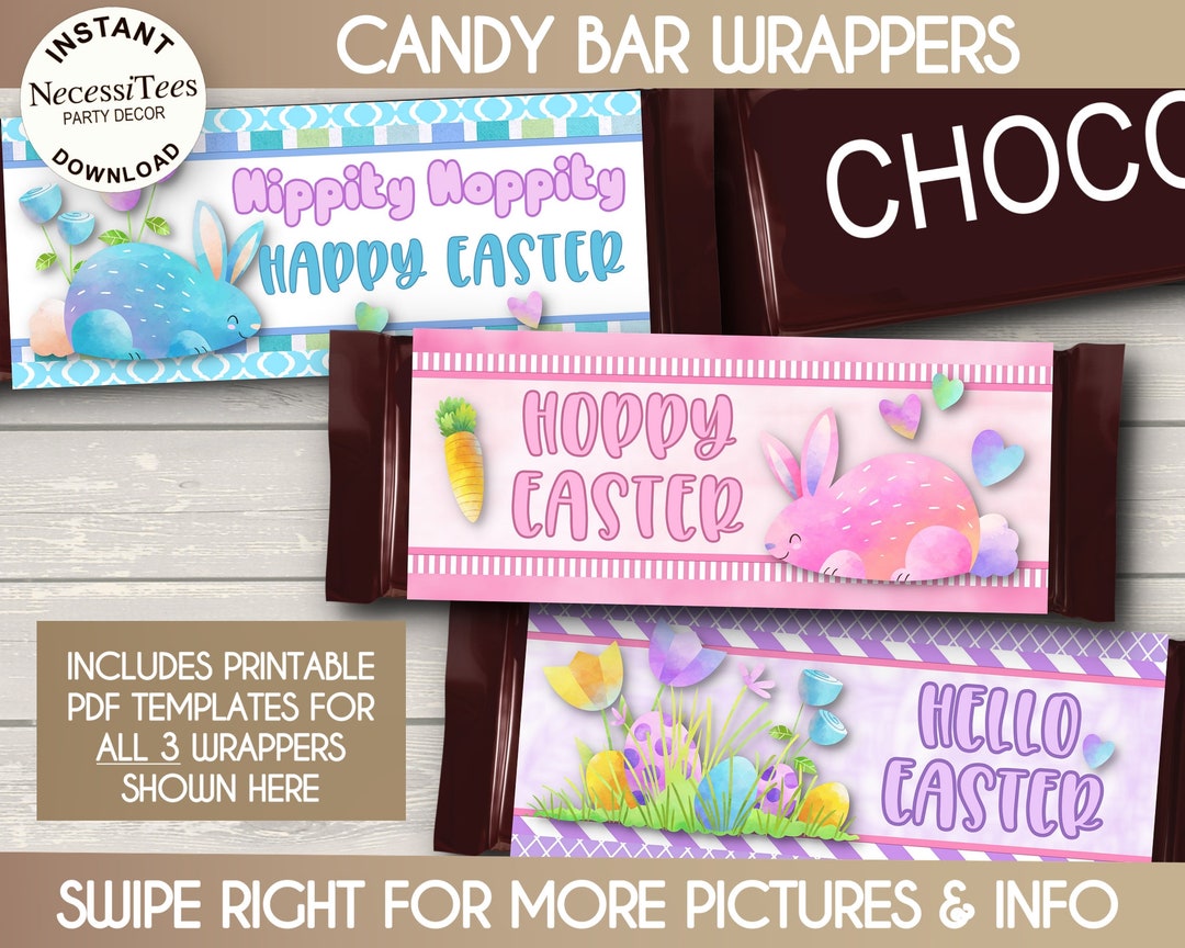 PRINTABLE Candy Bar Wrappers | Easter Theme | Easter Bunnies, Flowers ...