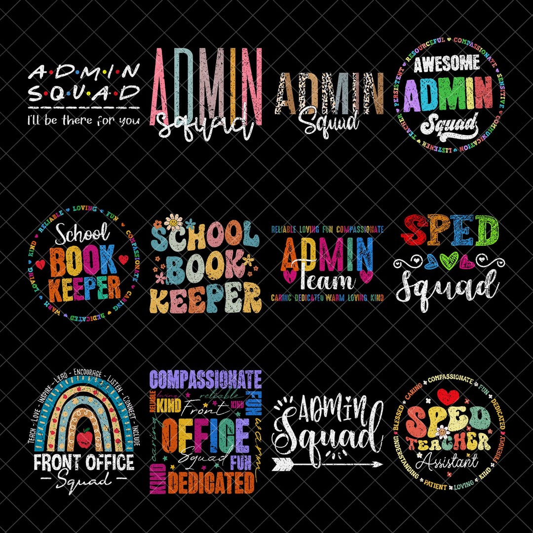 Admin Squad PNG, Admin Back to School Sublimation Design Download ...