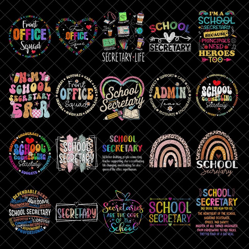 School Secretary Png Bundle, Back to School Secretary Core of School ...