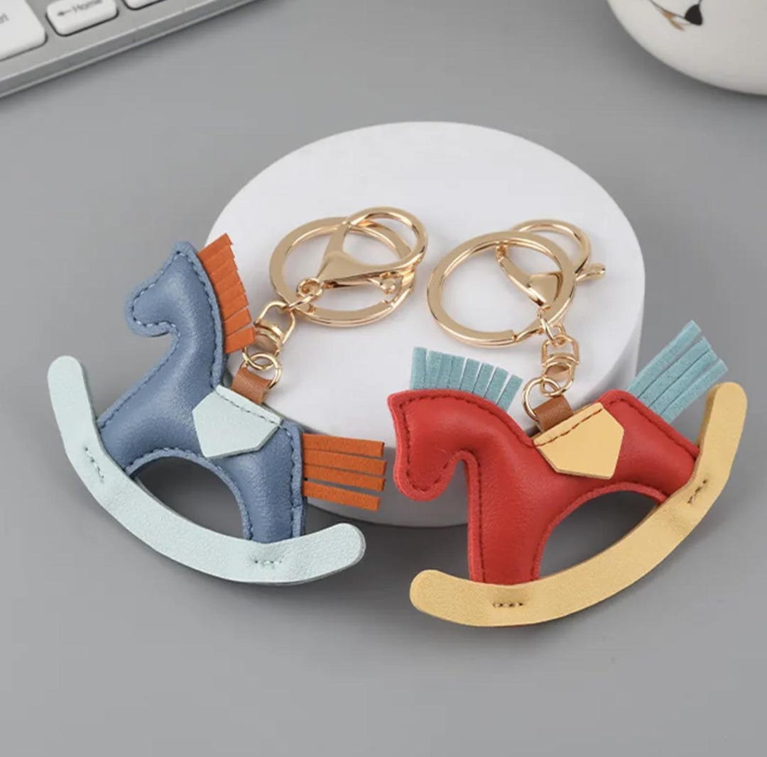 Handmade Leather Pony Rocking Horse Keychain Cute Animal Jewelry ...