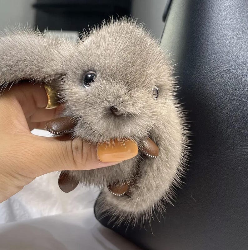 Luxury Rabbit Mink Fur Pom Pom Keychain - Fluffy Plush Bag Pendant ...