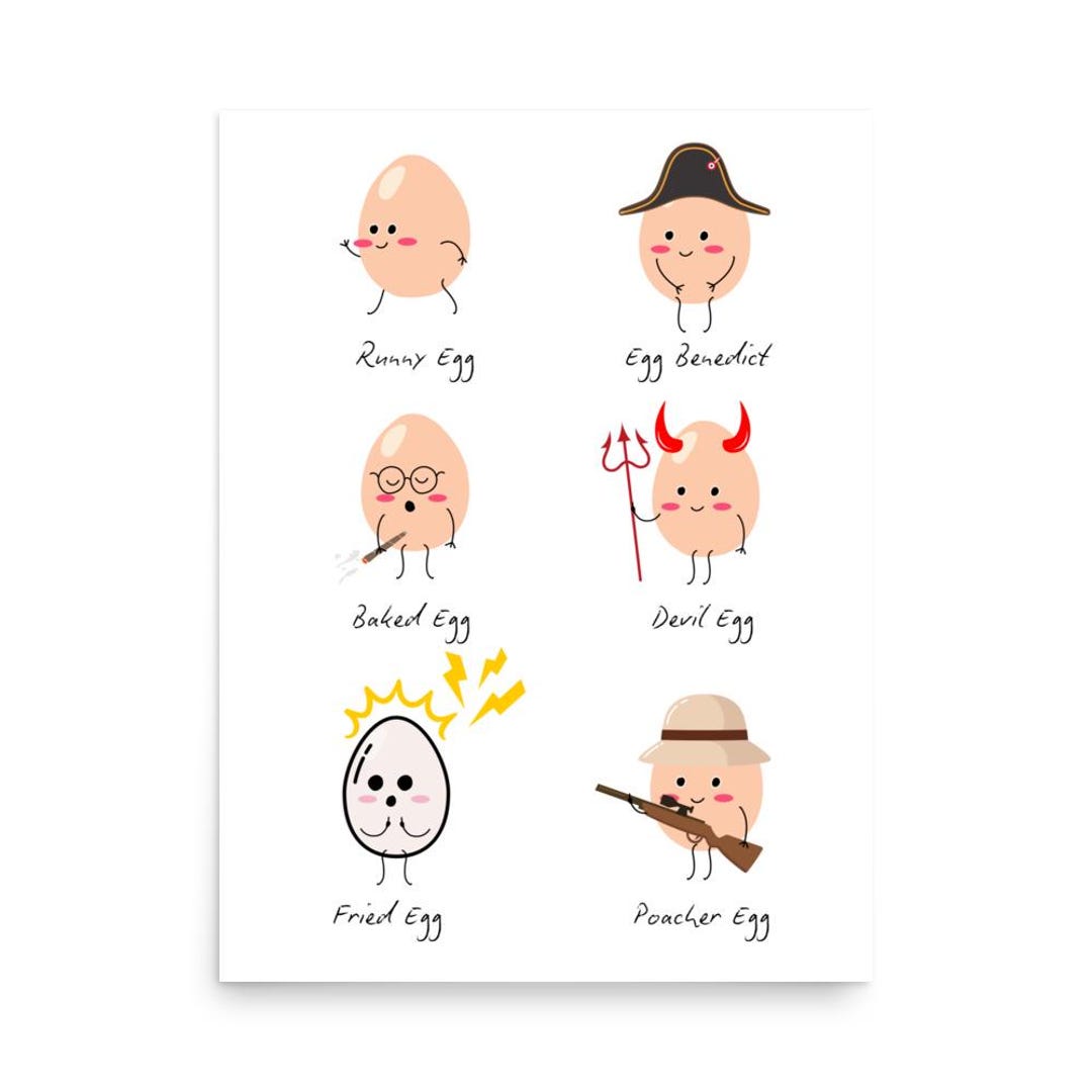 Egg Puns Print Poster, Funny Cartoon Egg Picture, Humorous Egg Pun Wall ...