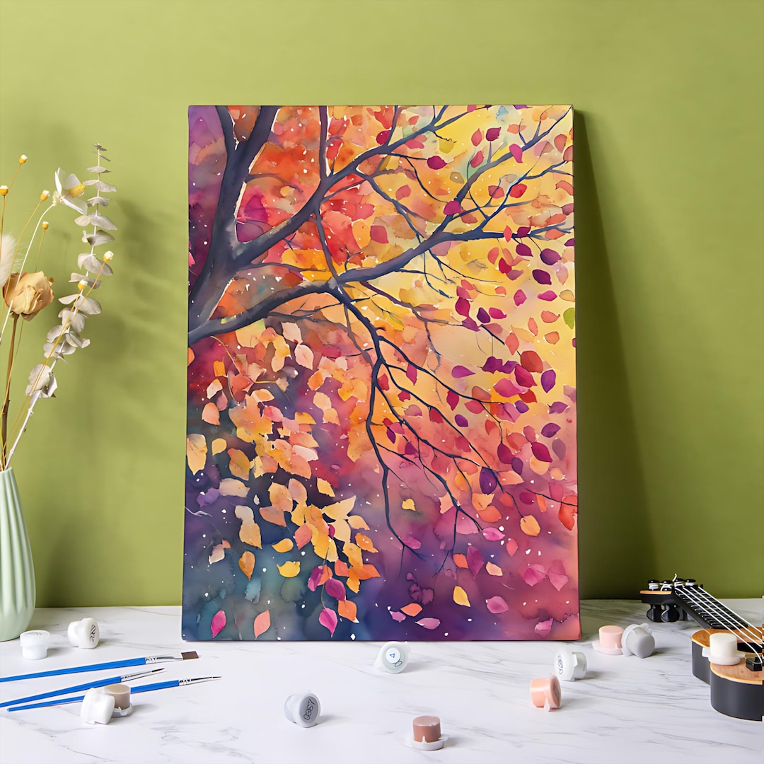 Autumn Beauty Paint by Numbers Kit for Adults, 24 Colors DIY Acrylic ...