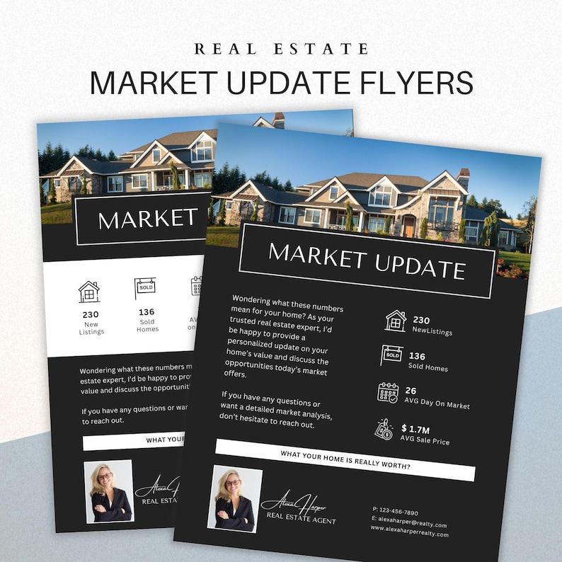 Market Update Real Estate Template, Realtor Market Report Flyer, Luxury ...