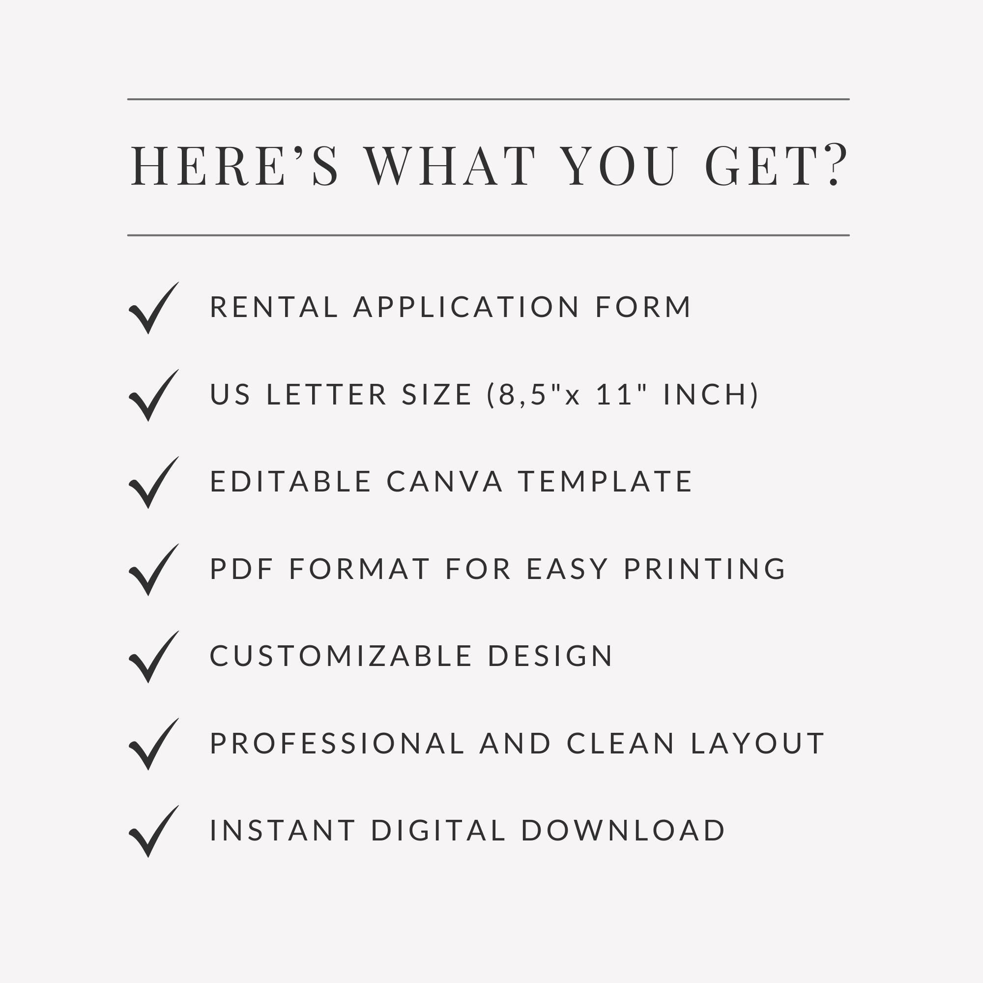 Printable Rental Application Form, Editable Canva, PDF Template for ...