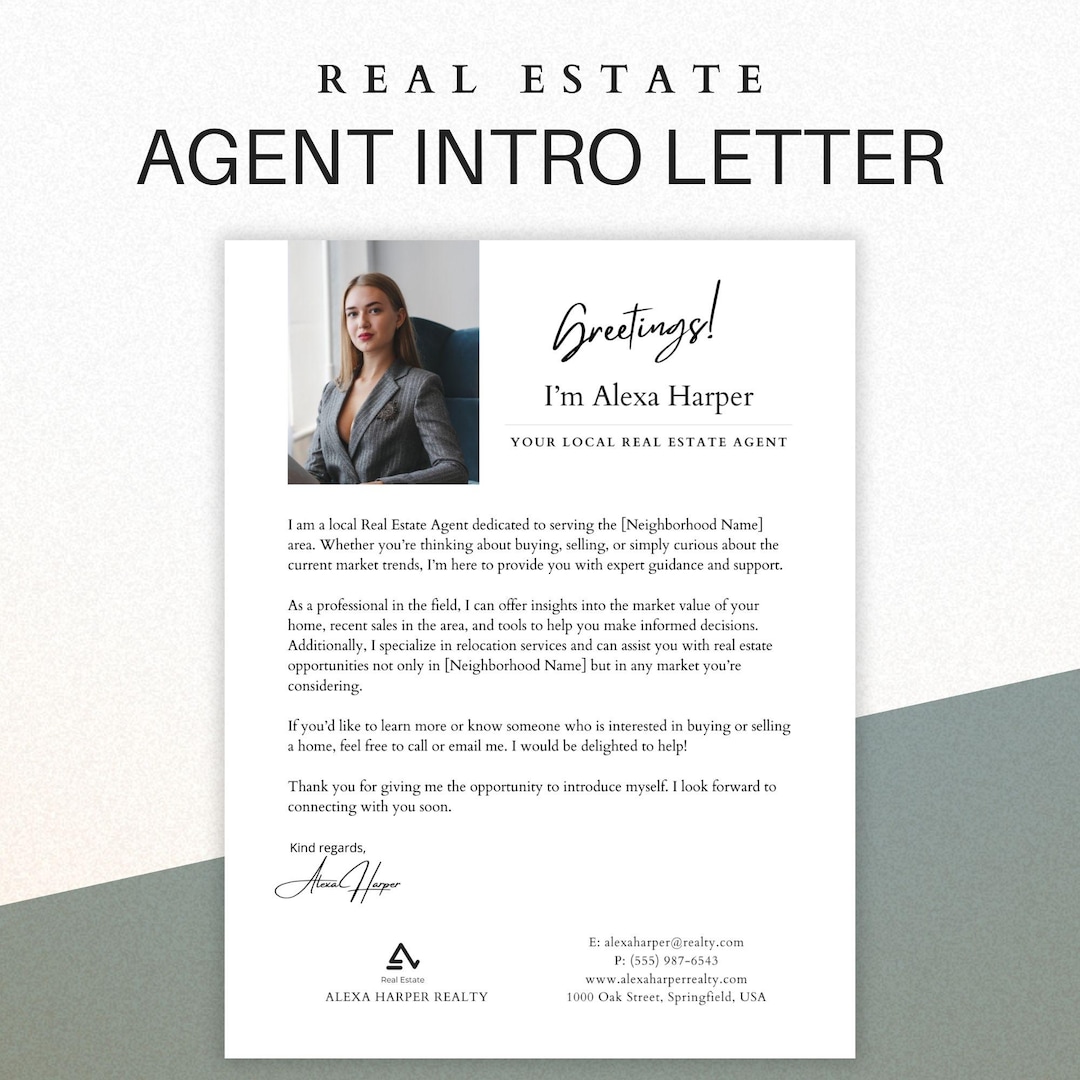 Real Estate Agent Introduction Letter Realtor Introduction Flyer Agent ...