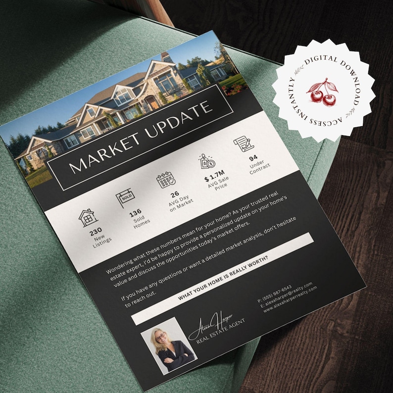 Market Update Real Estate Template, Realtor Market Report Flyer, Luxury ...