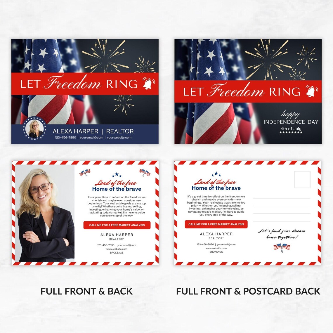 Real Estate 4th of July Postcard, Independence Day Realtor Marketing ...