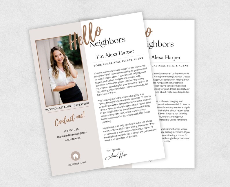 Real Estate Introduction Letter Template Hello Neighbor Letter for New ...