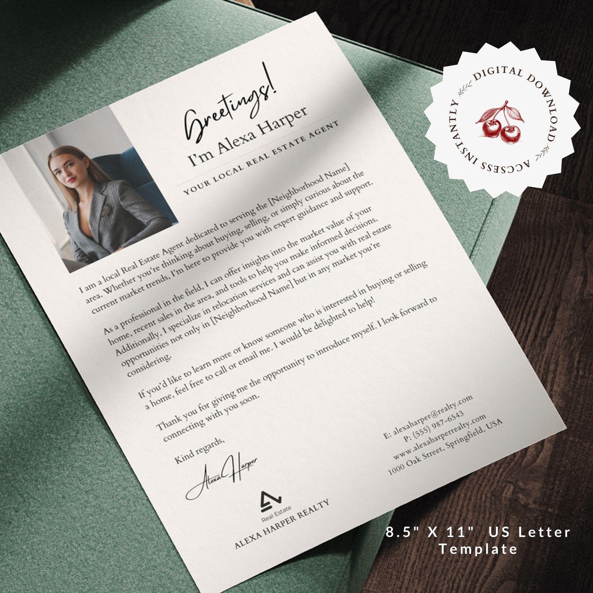 Real Estate Agent Introduction Letter Realtor Introduction Flyer Agent ...