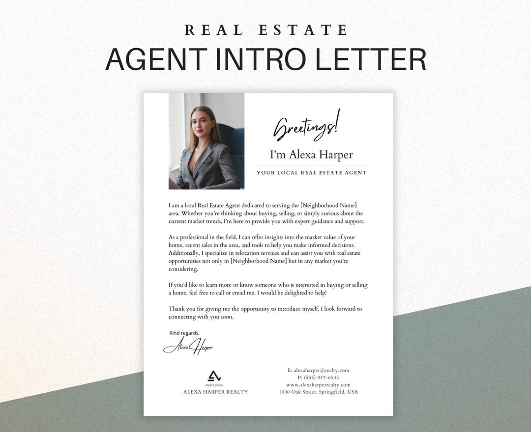 Real Estate Agent Introduction Letter Realtor Introduction Flyer Agent ...